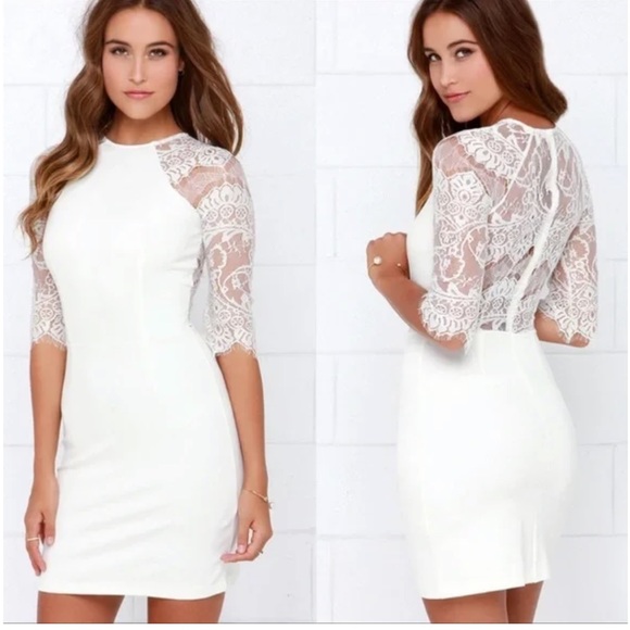 BB Dakota | Dresses | 0 Nwt Bb Dakota Offwhite Lace Fit Flair Dress ...